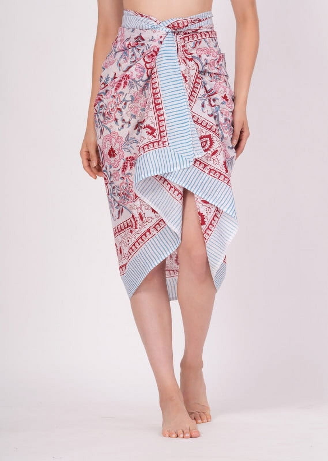 Woman Floral Hippie Sarong Beach Cotton Hand Block Print Pareo Beach ...