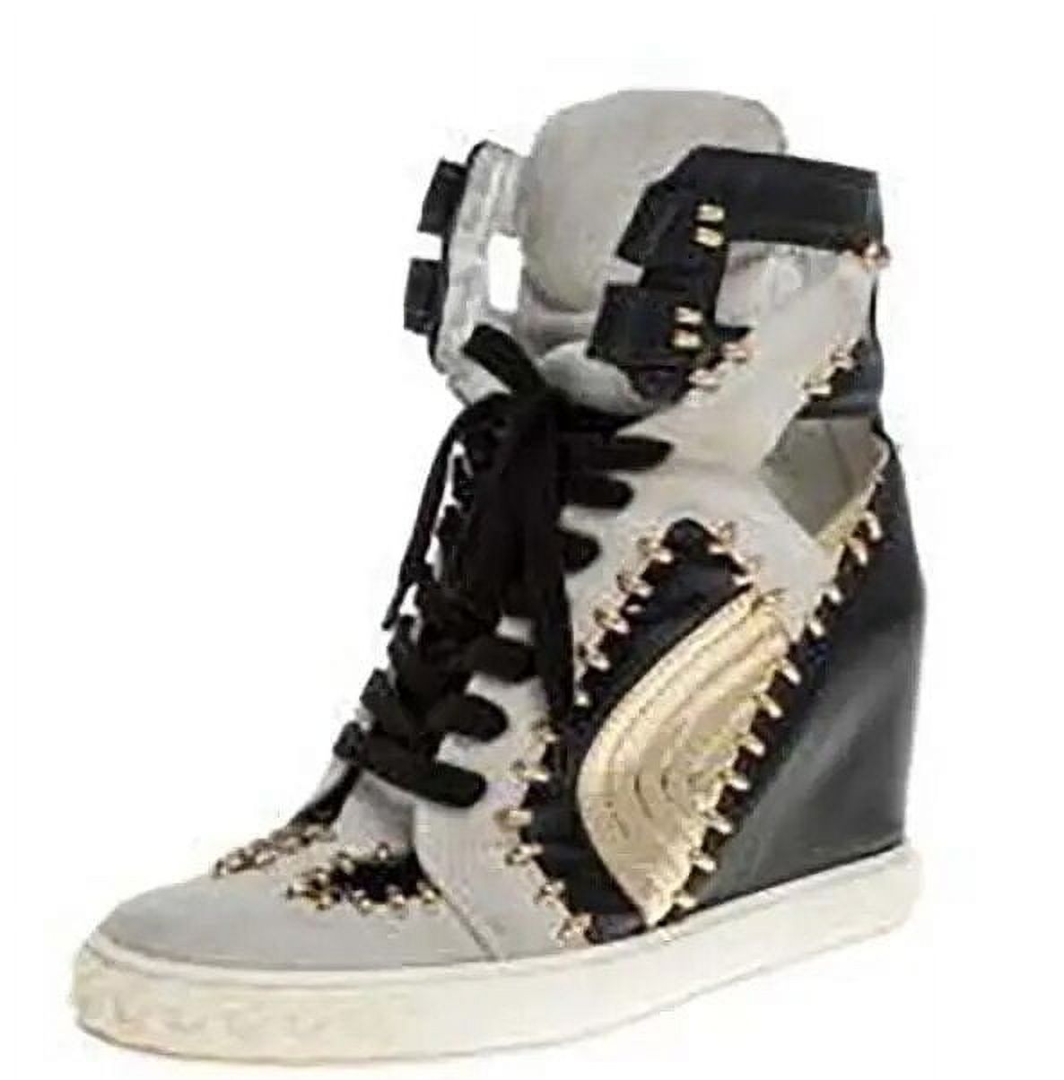 Woman Green Blue Python Suede Leather Patchwork Rivets High Top ...