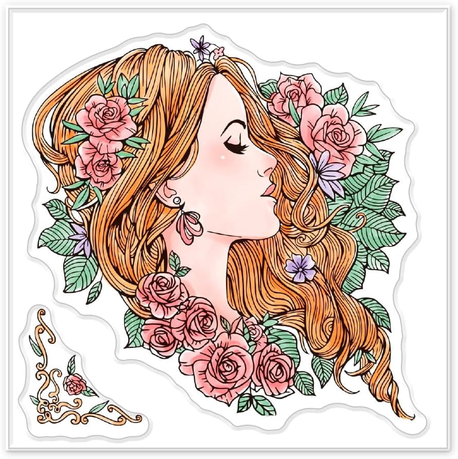 Woman Hair Clear Stamps for DIY Scrapbooking Pretty Flower Hair ...