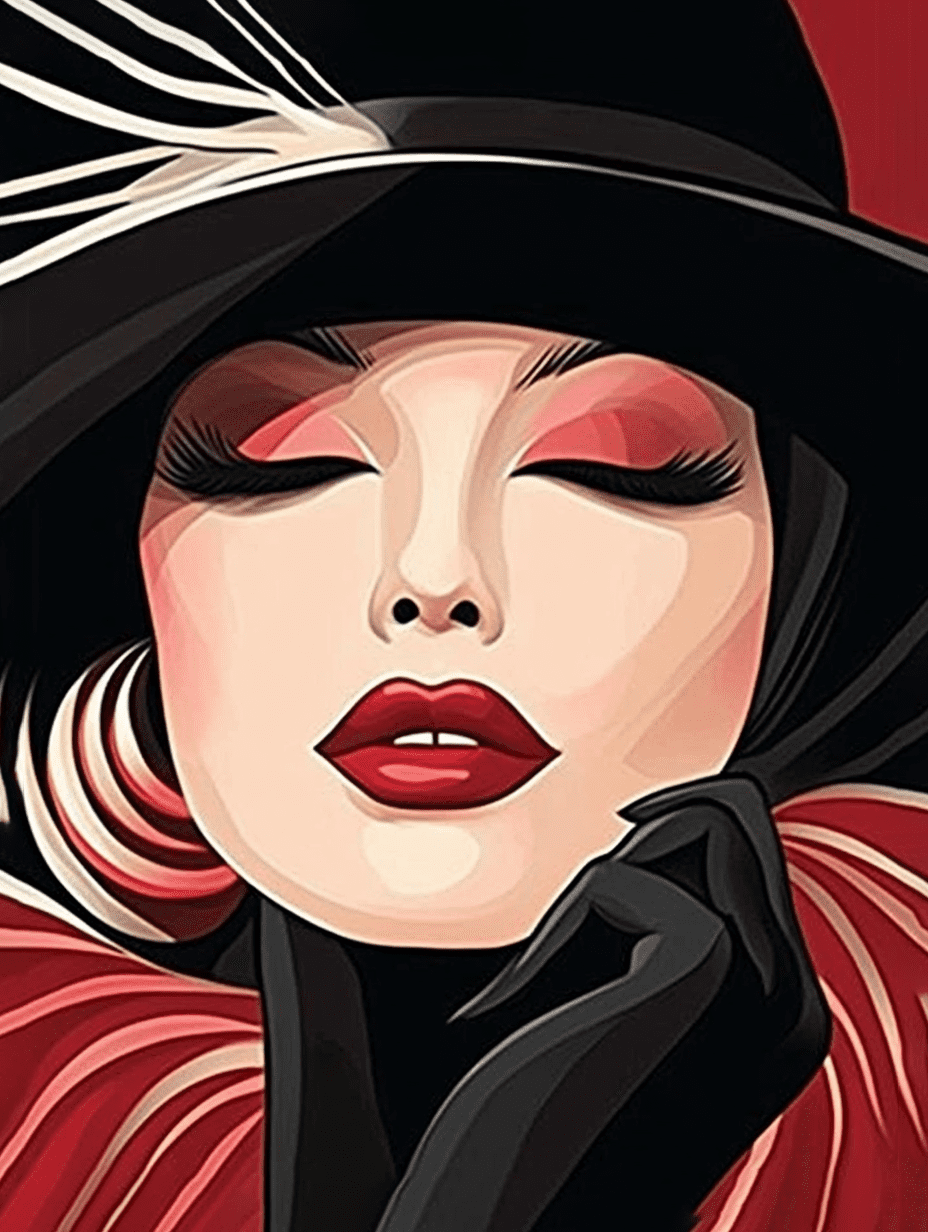 Woman in Hat Decorative Painting/Canvas Art， Perfect for Living Room ...