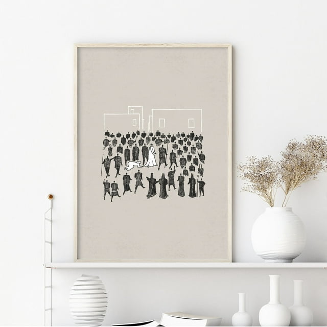 Woman Healed Canvas and Poster, Fringe of Jesus Garment, Hem of Robe ...