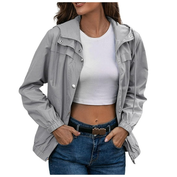 Woman Jacket Waterproof Windbreaker Zip Up Lightweight Softshell Jacket ...