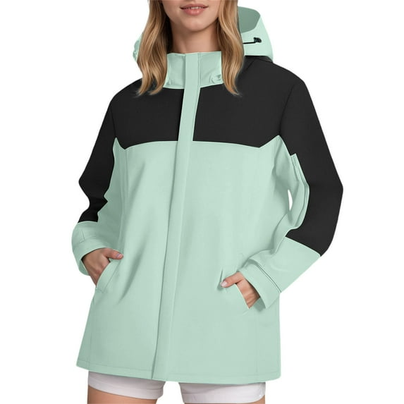 Woman Jacket Windbreaker Waterproof Softshell Jacket with Hood Zip Up ...