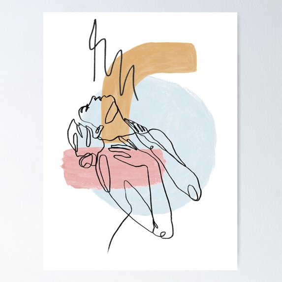 Woman Looking Up, Line Art, Line Drawing, One Line, Female Figure ...