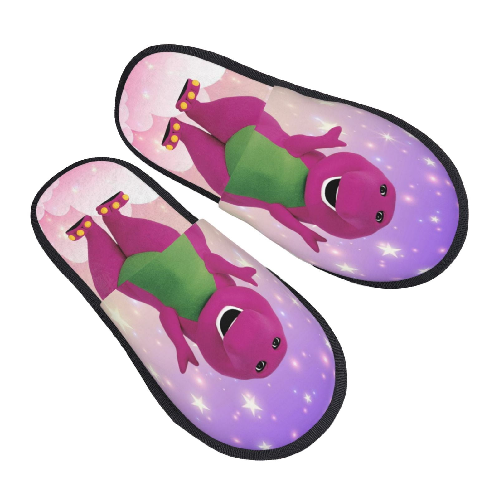 Woman Men Barney And Friends Home Shoes Warm Memory Foam Slippers Fall ...