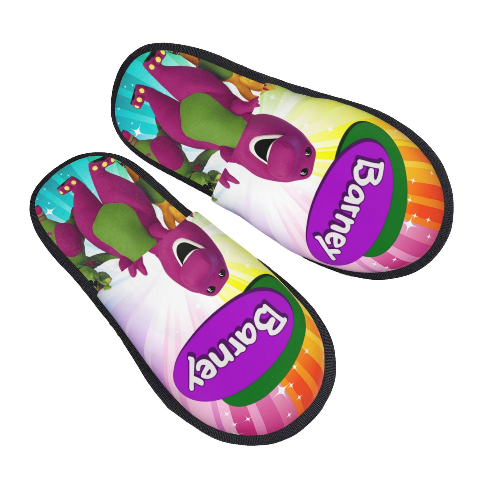 Woman Men Barney And Friends Home Shoes Warm Memory Foam Slippers Fall ...