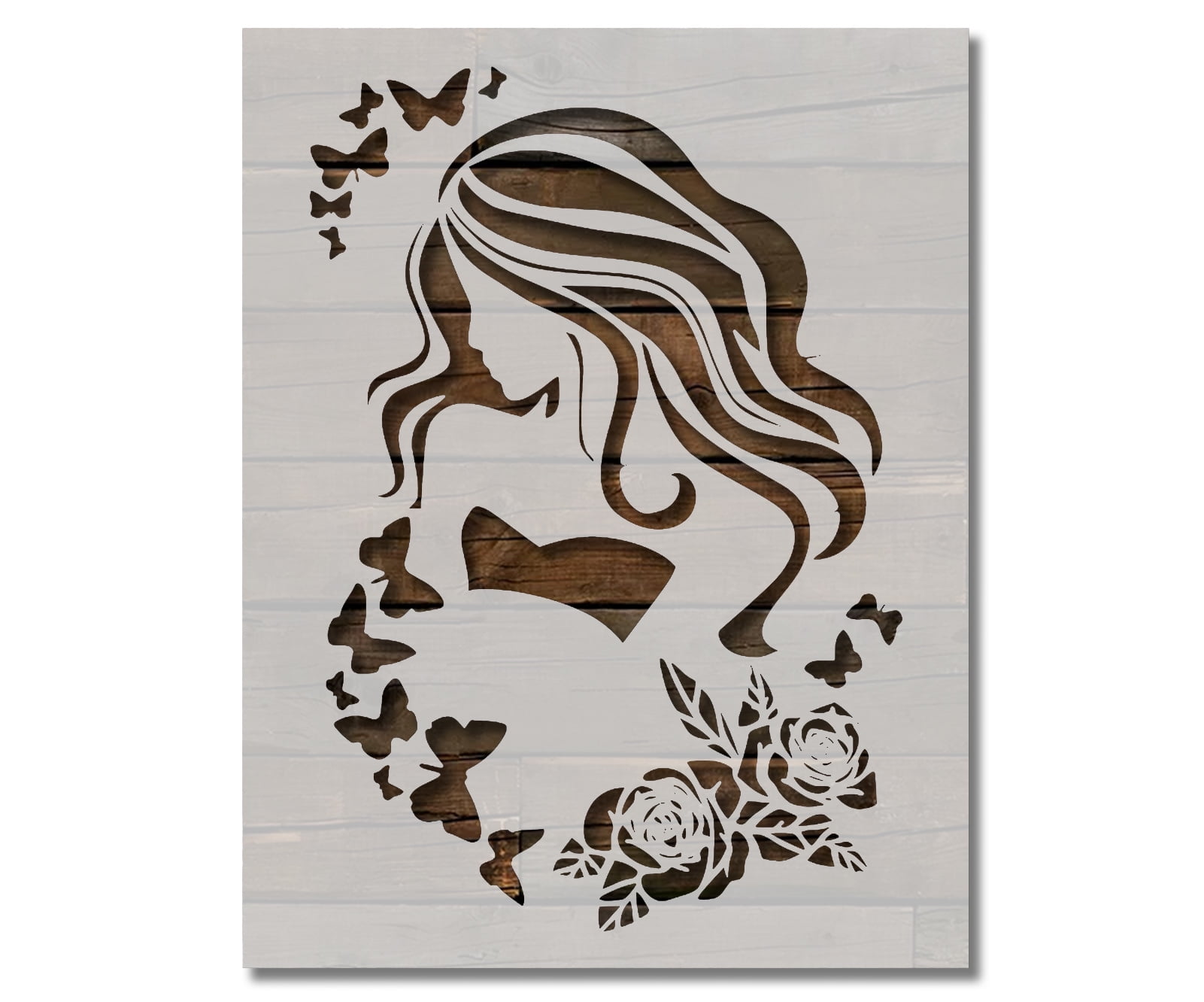 Woman Mermaid Princess Butterflies Stencil Template Reusable 8.5 x 11 ...