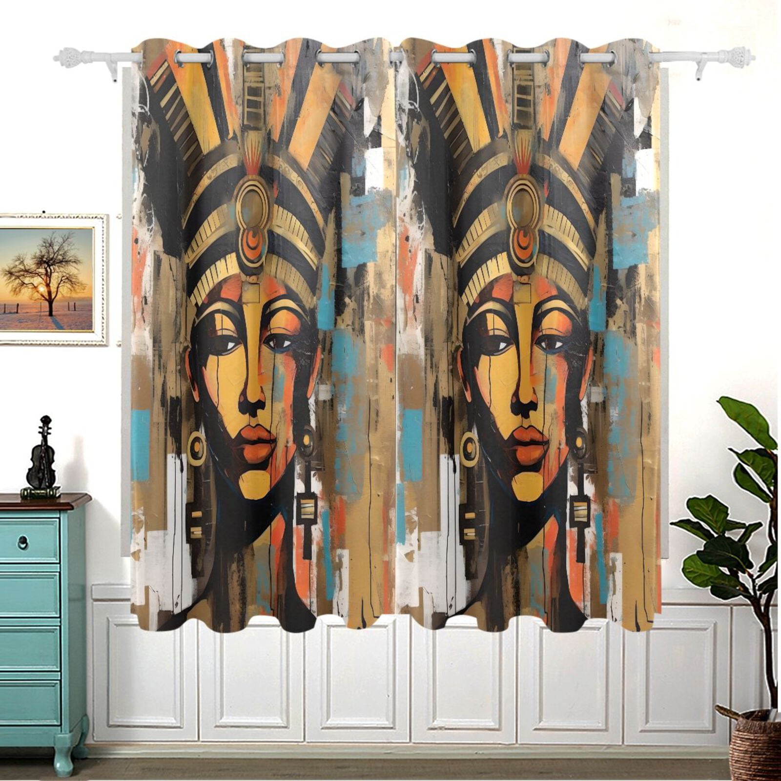 Woman Of Face Blackout Curtain Panels 63x55in Drapes Privacy Assured ...