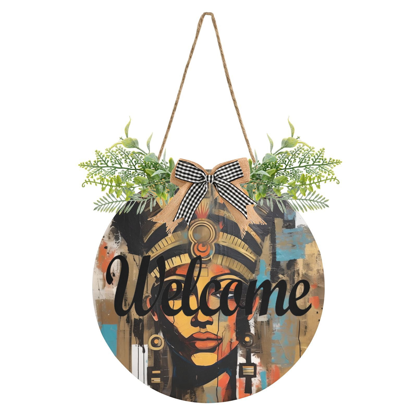 Woman Of Face Welcome Sign for Front Door Wreath Door Sign for ...