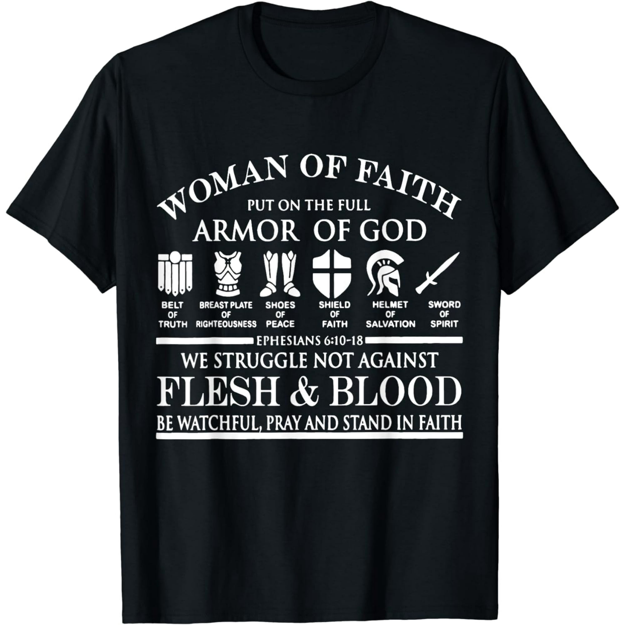 Woman Of Faith Put of the Full Armor of God Christian Knight T-Shirt ...