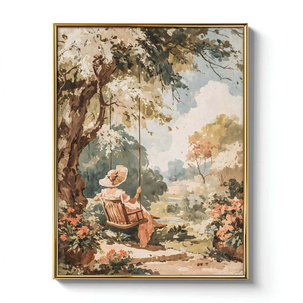 Woman On Swing Beneath Flowering Canopy ChÃ£Â¢Teaucore Art For Timeless ...