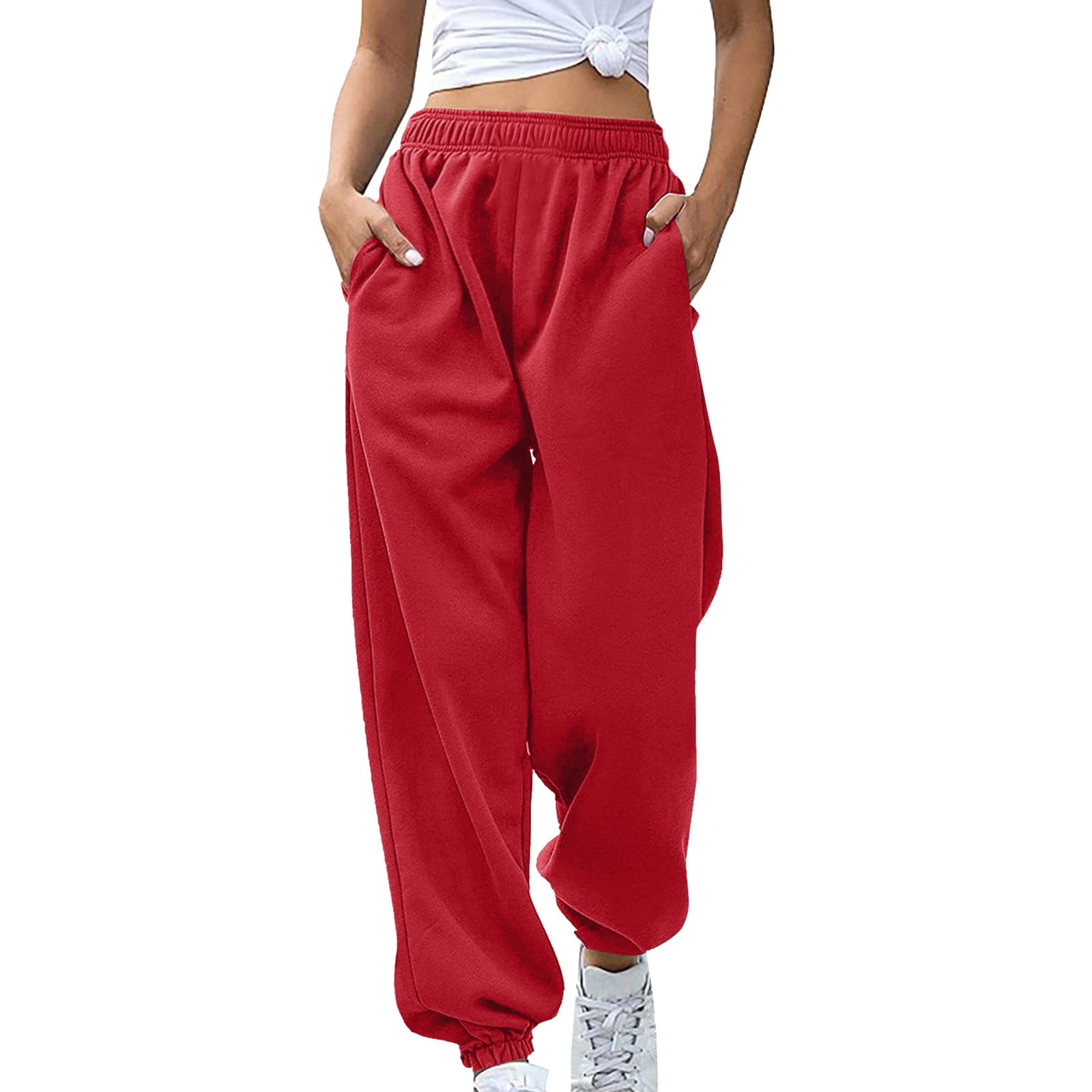 Woman Pants 2025 Women's Bottom Sweatpants No Drawstring Joggers Pants ...
