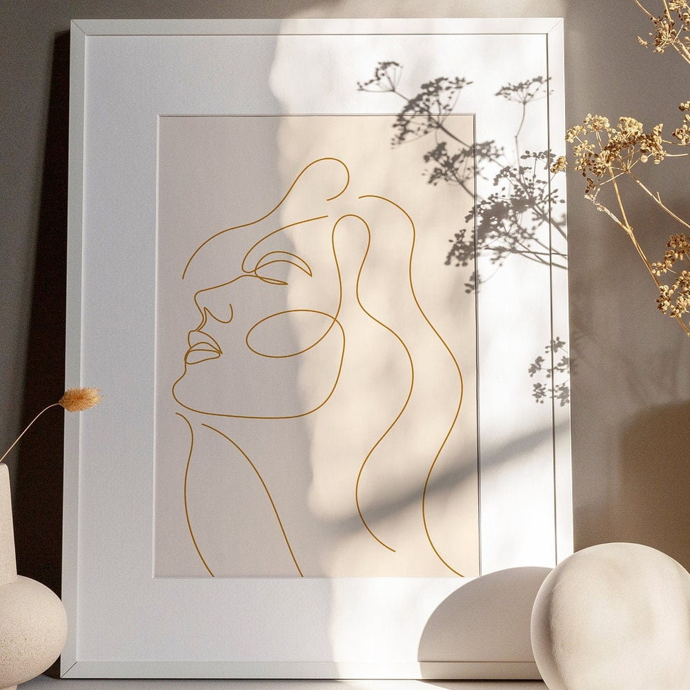 Woman Portrait Line Drawing, Above Couch Gallery Wall Art, Minimalist ...