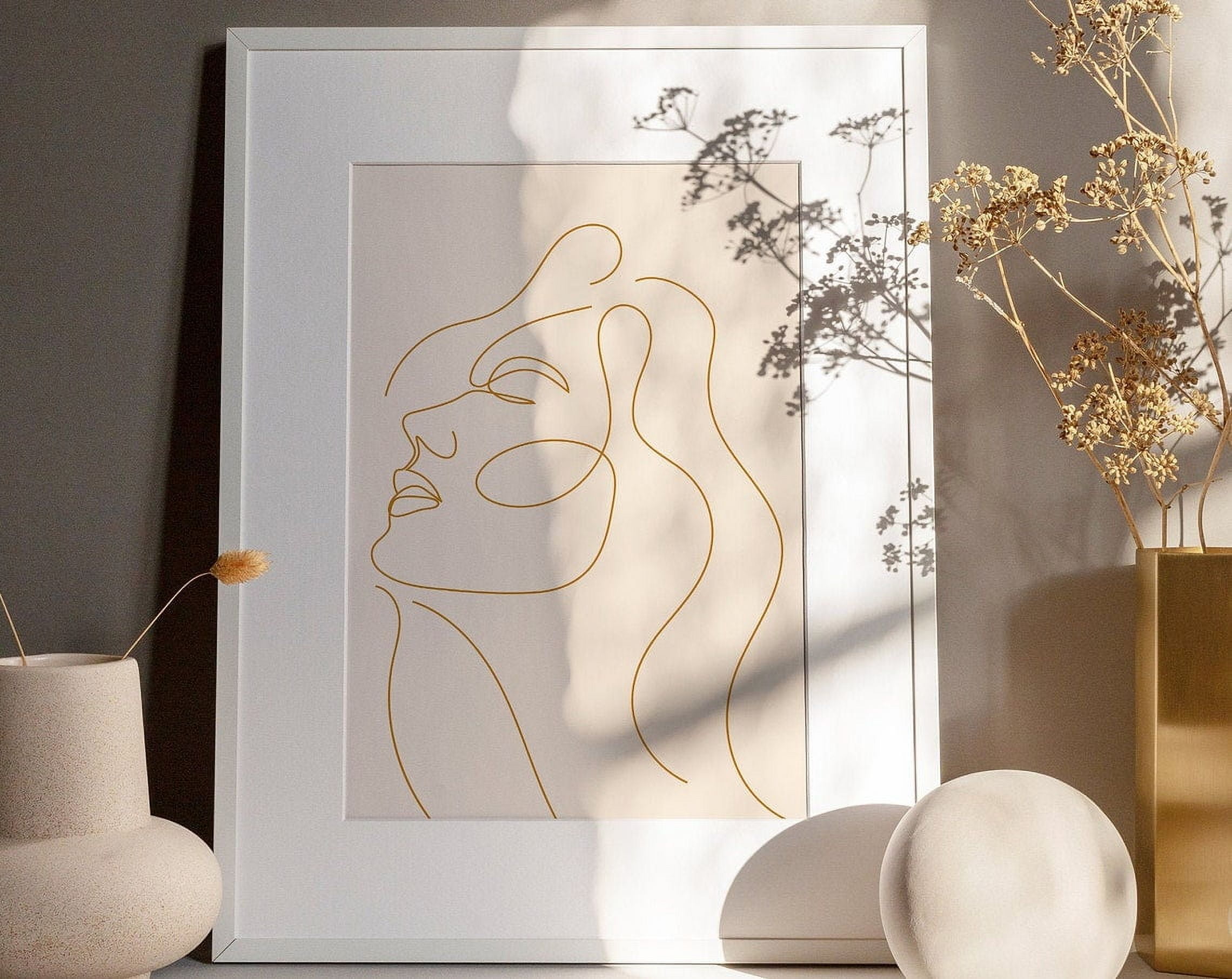 Woman Portrait Line Drawing, Above Couch Gallery Wall Art, Minimalist ...