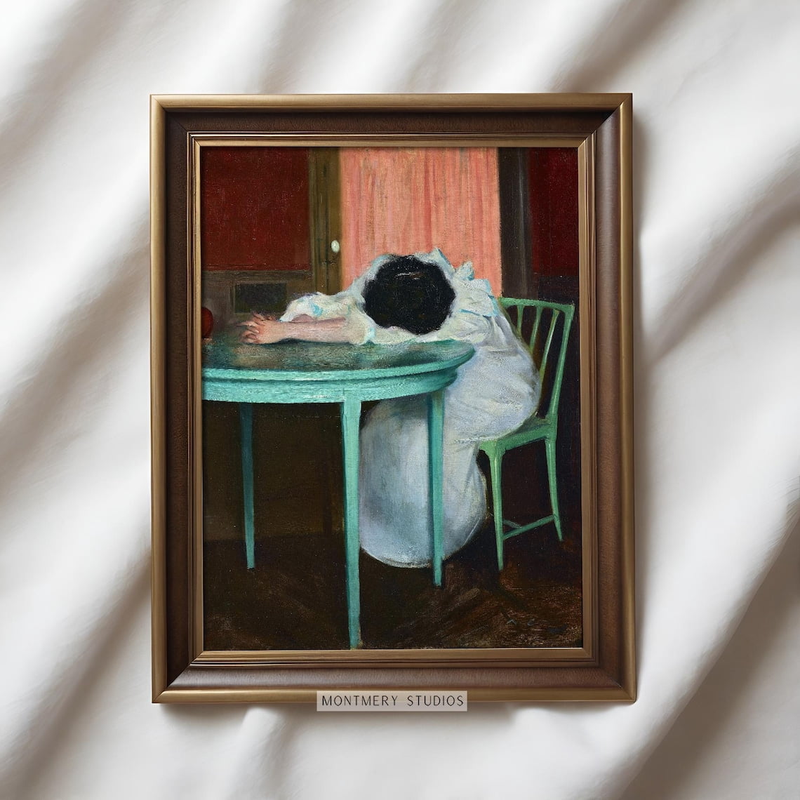 Woman Portrait Print, Tired Woman, Moody Vintage Artwork, Figurative ...