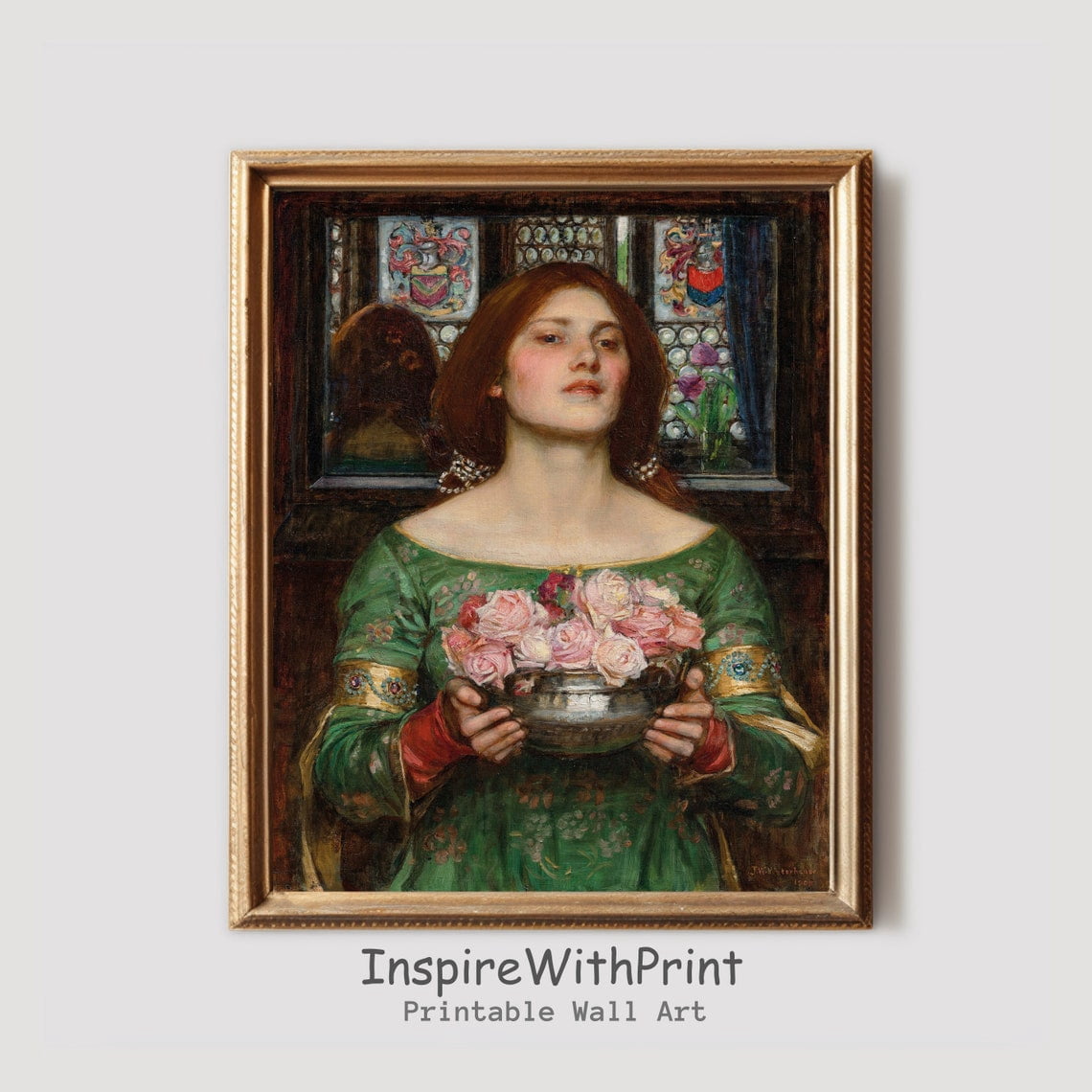 Woman Portrait with Roses , William Waterhouse Portrait Art, Antique ...