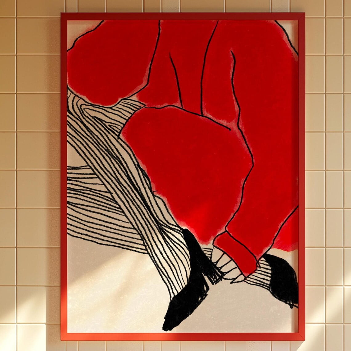 Woman Poster, Dopamine Decor, Kitsch Aesthetic Art, Red Wall Art ...