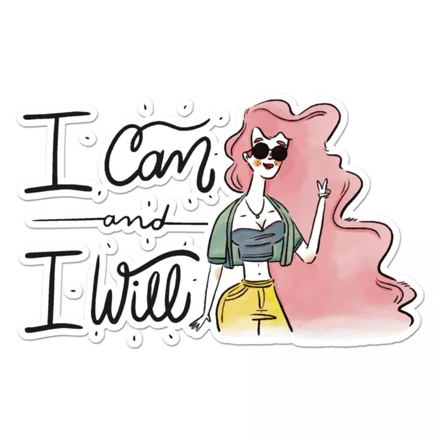 Woman Power Can & Will Sticker Phone Decal Water Bottle Stickers Car ...