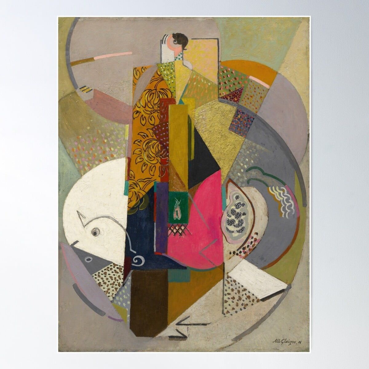 Woman Riding A White Horse Still Life Cubist Art Deco Portrait Painting ...