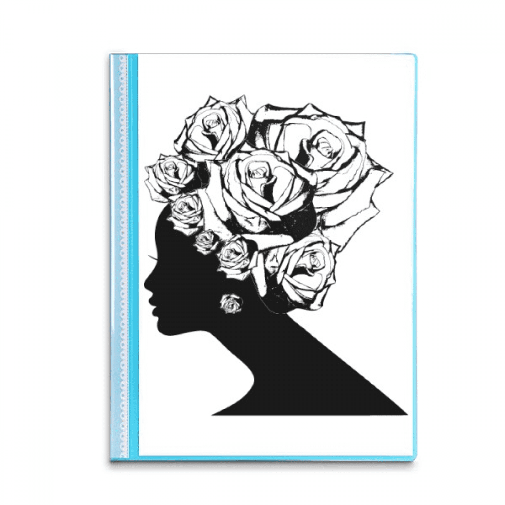Woman Rose Black White Flower Book Sheet Protectors Portfolio Binder ...