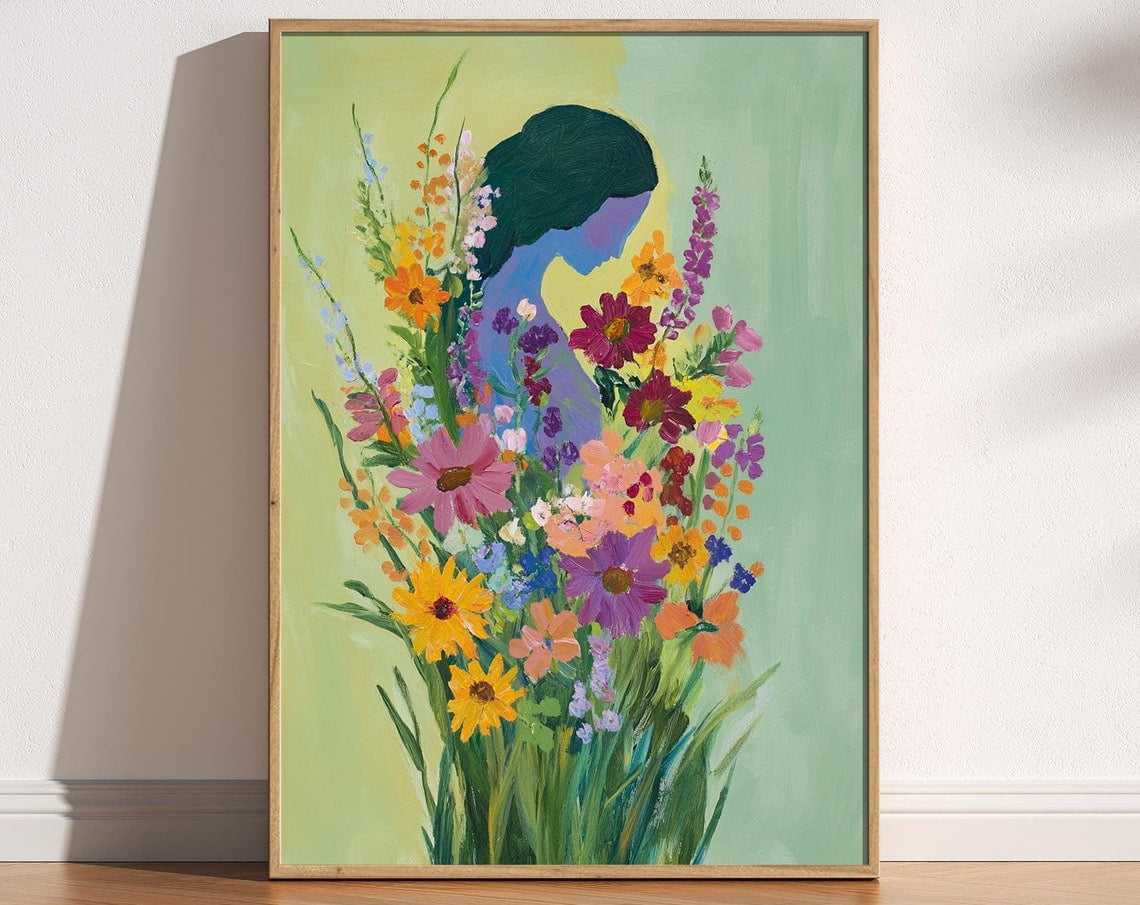 Woman'S Silhouette Intertwined With Wildflowers Print - Femininity ...