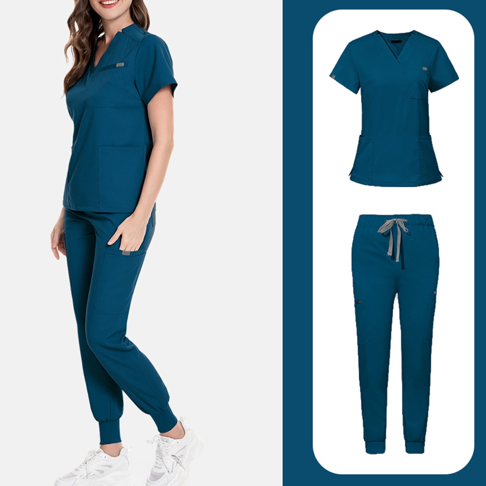 Woman Scrubs Clearance,Womens Scrub Sets with Mandarin Collar,Unisex ...