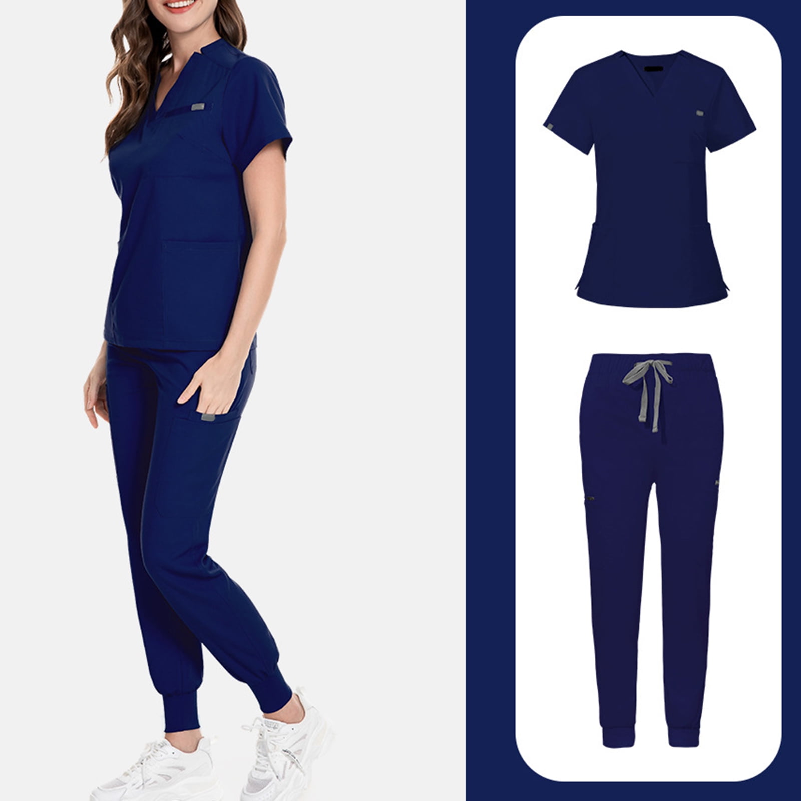 Woman Scrubs Set,Womens Scrub Sets with Mandarin Collar,Unisex Jumpsuit ...