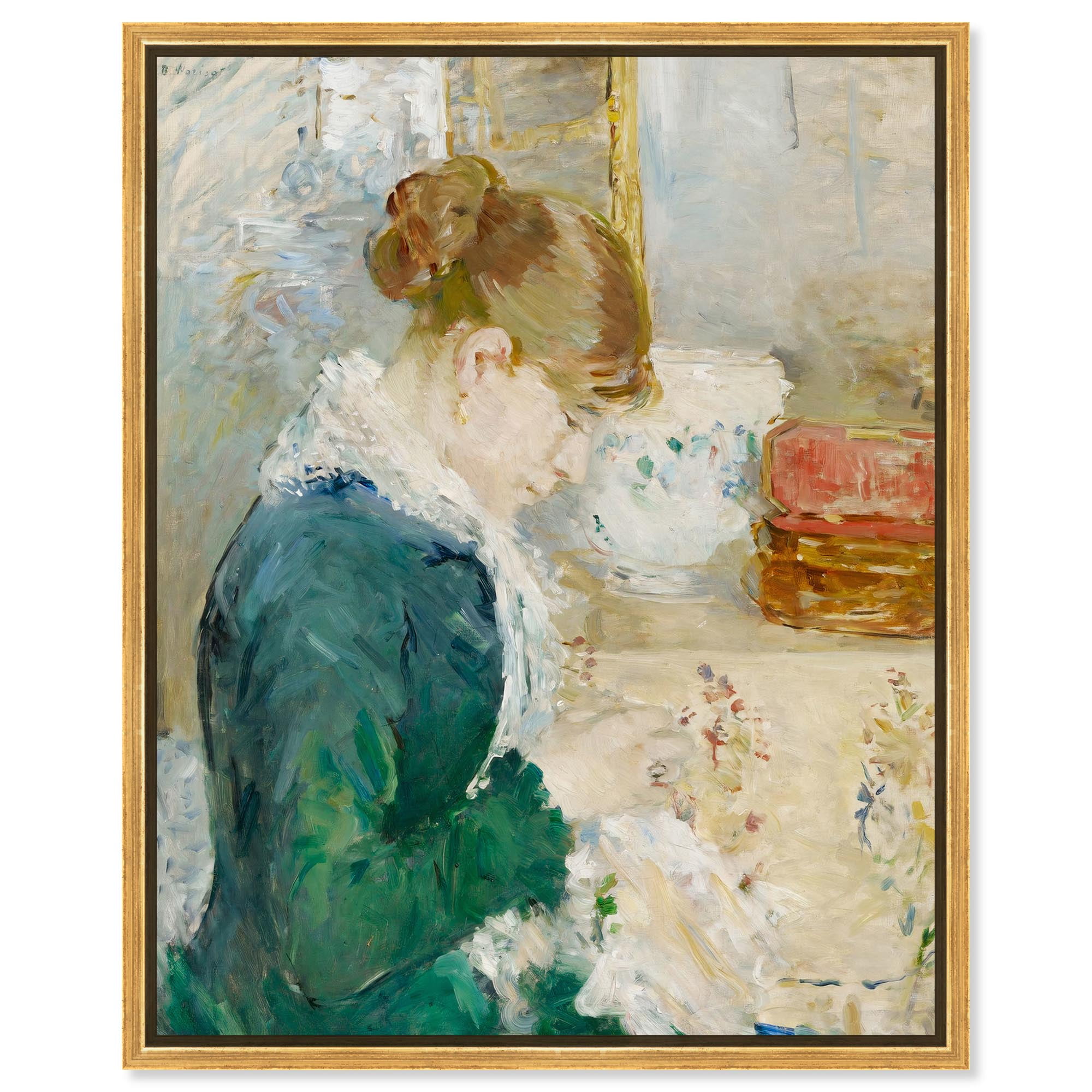 Woman Sewing 1879 Canvas Classic Portraits by Art Remedy, Gold Frame ...