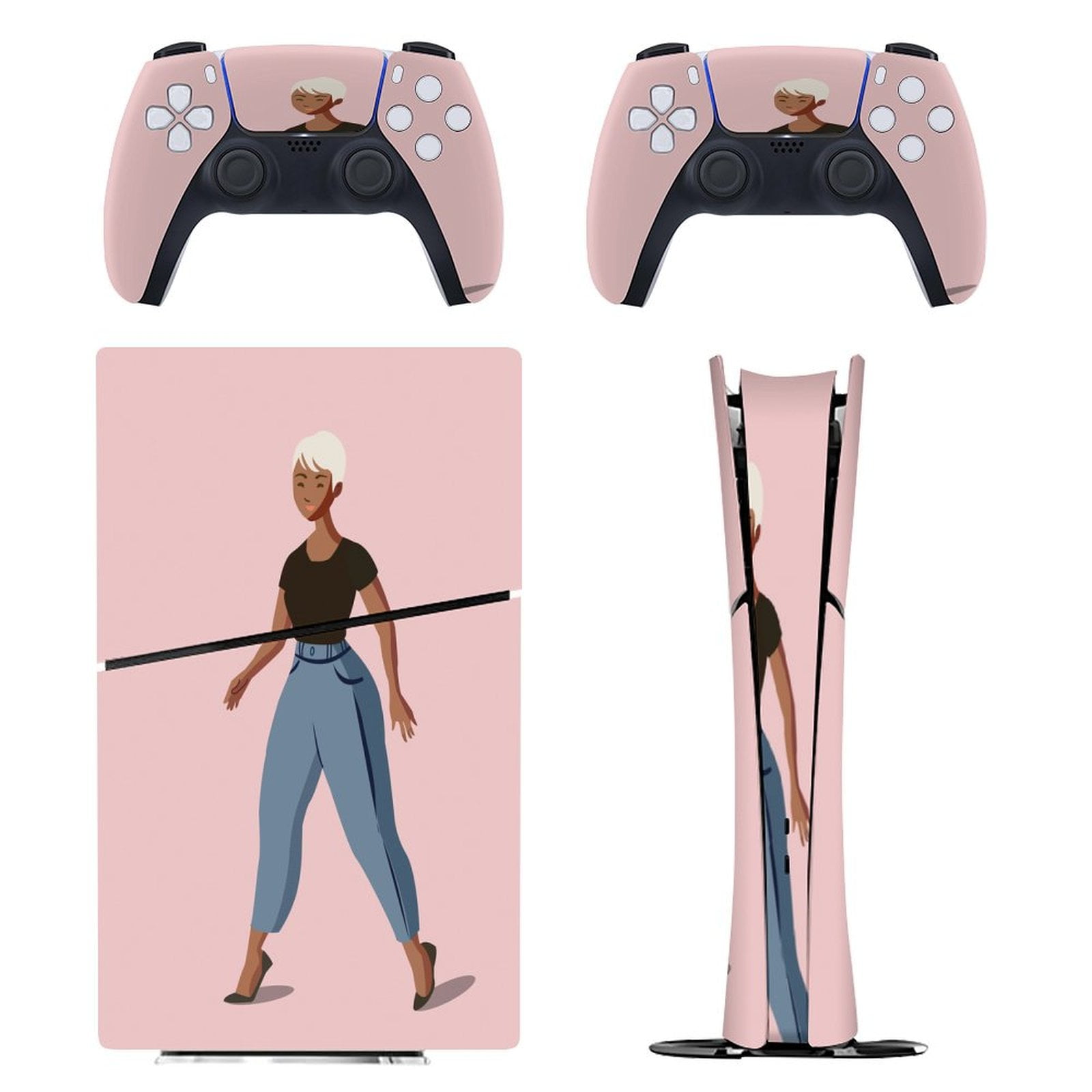 Woman, Short Hair PS5/PS5 Slim Digital Disc Skin Sticker For Console ...