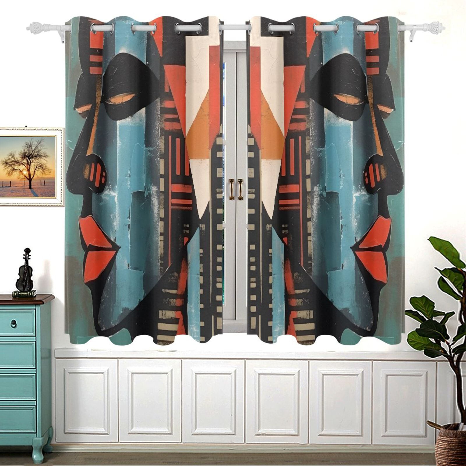 Woman Side Face Curtain Black Out Thermal Insulation Curtains Aesthetic ...