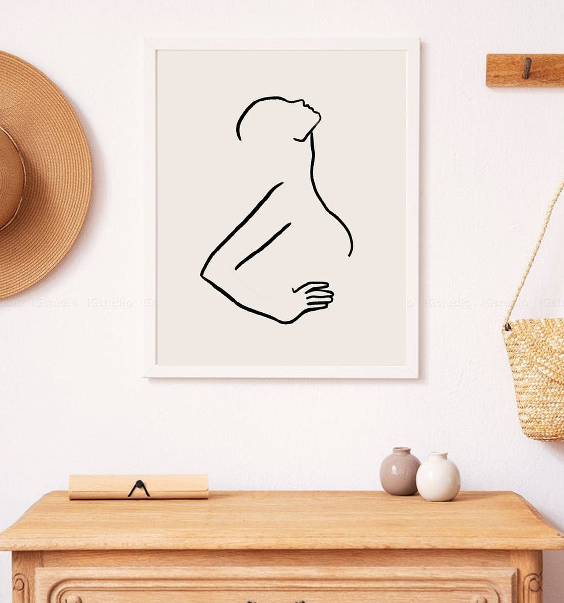 Woman Silhouette, Line Drawing, Abstract Body Line Art Print Boho Wall ...