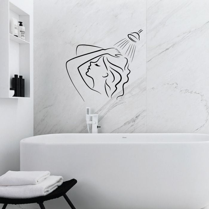 Woman Silhouette Shower - Bathroom Wall Sticker Vinyl Wall Art Sticker ...