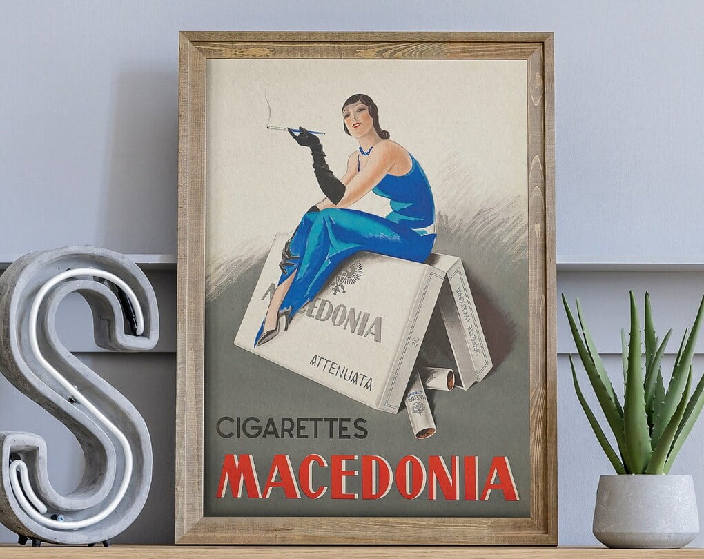 Woman Smoking Cigarette, Vintage Poster Art, Woman Portrait, Vintage ...