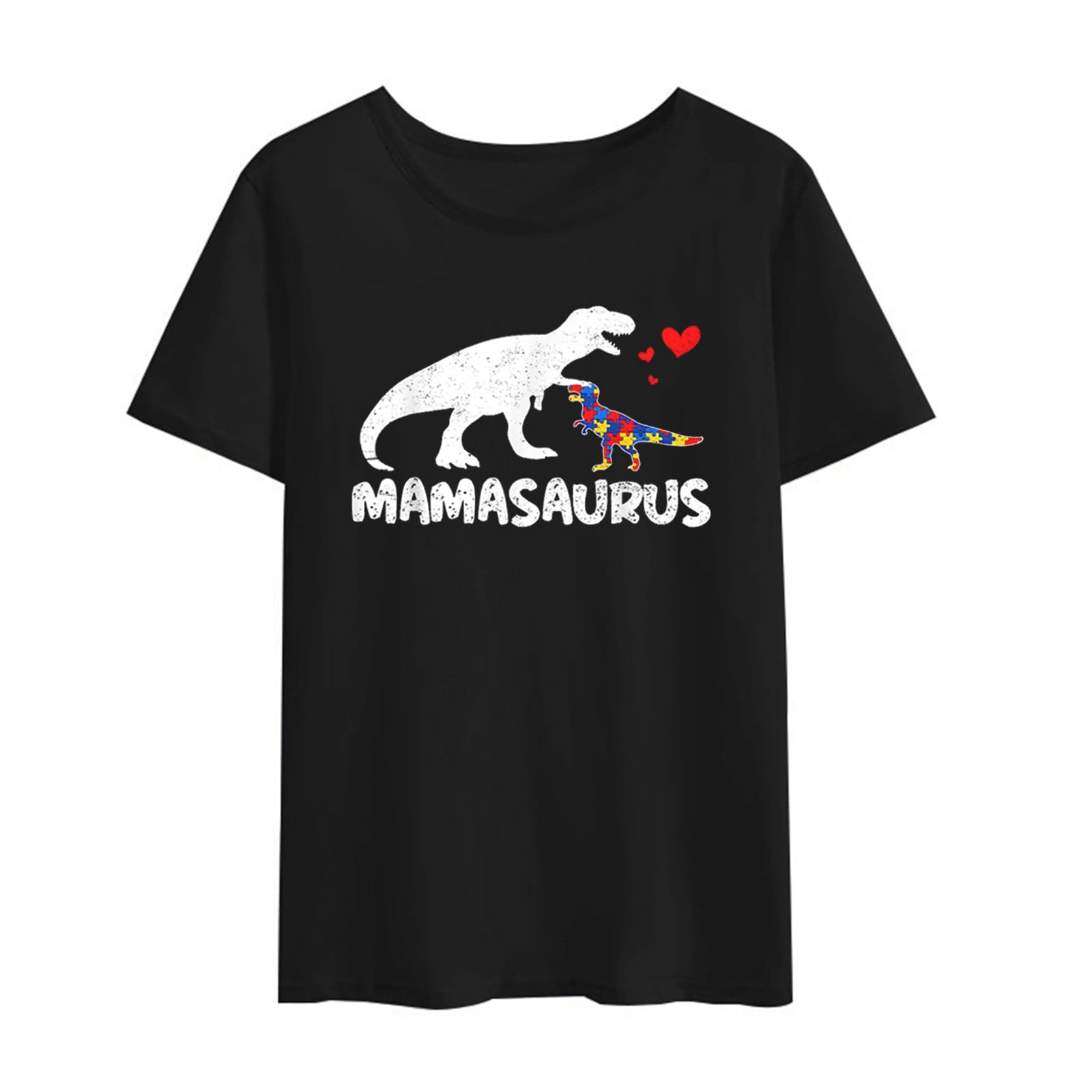 Woman T-shirt MAMA SAURUS and Baby Printed Women Black Tshirt Casual ...