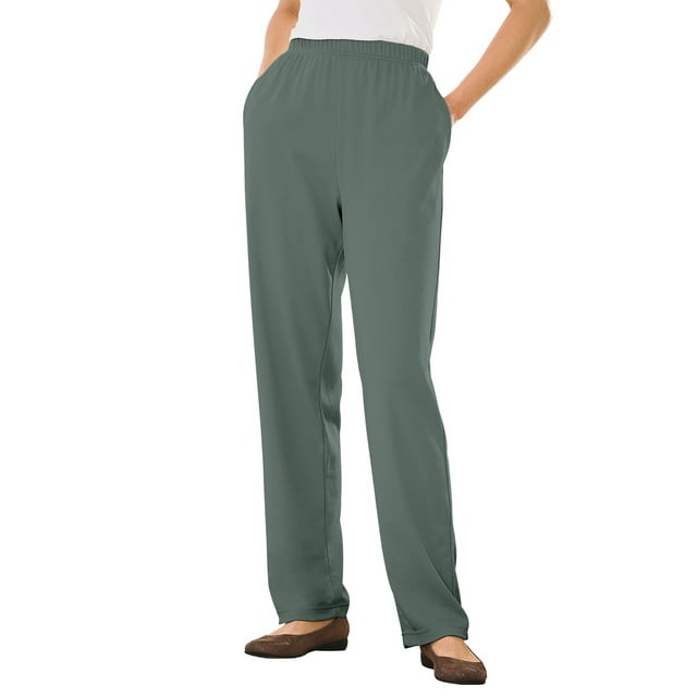 Woman Within Plus Size 7 Day Knit Straight Leg Pant Stretch Elastic