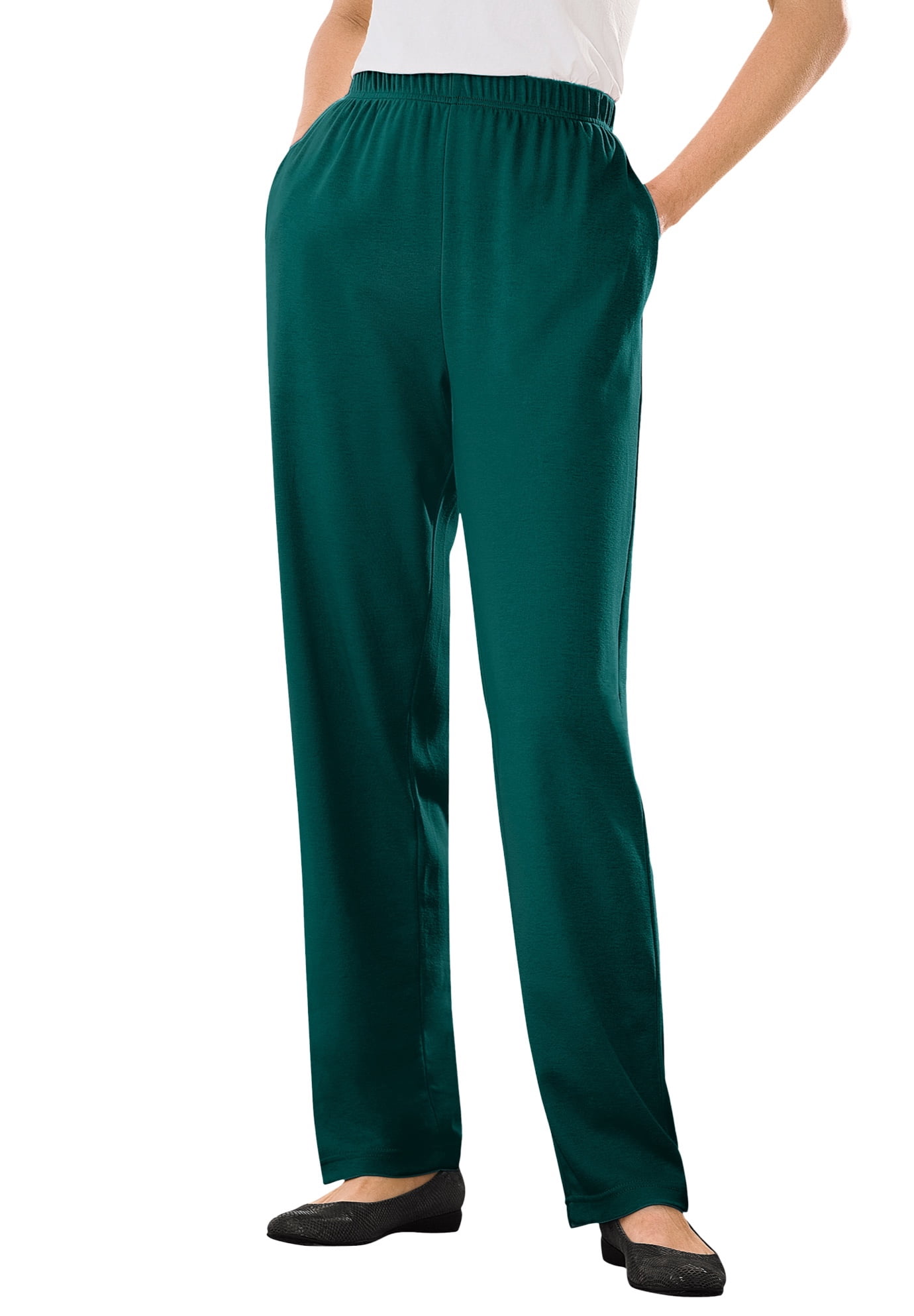 Woman Within Plus Size 7-Day Knit Straight Leg Pant Stretch Elastic ...