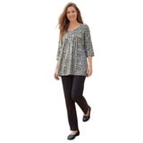 Woman Within Plus Size 7-Day Three-Quarter Sleeve Pintucked Henley ...