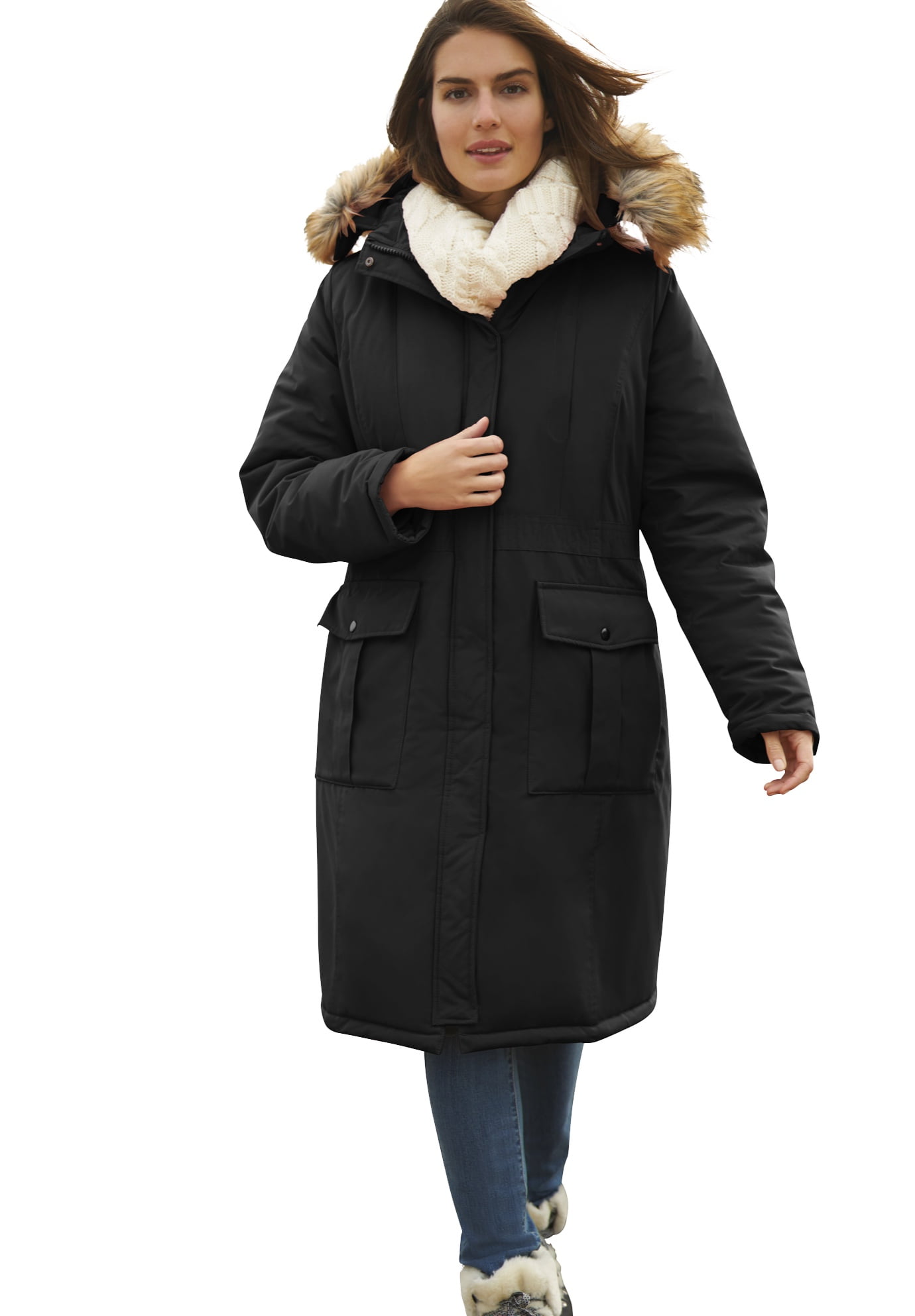 Woman Within Plus Size Arctic Parka, Knee Length Down Blend Winter Coat ...