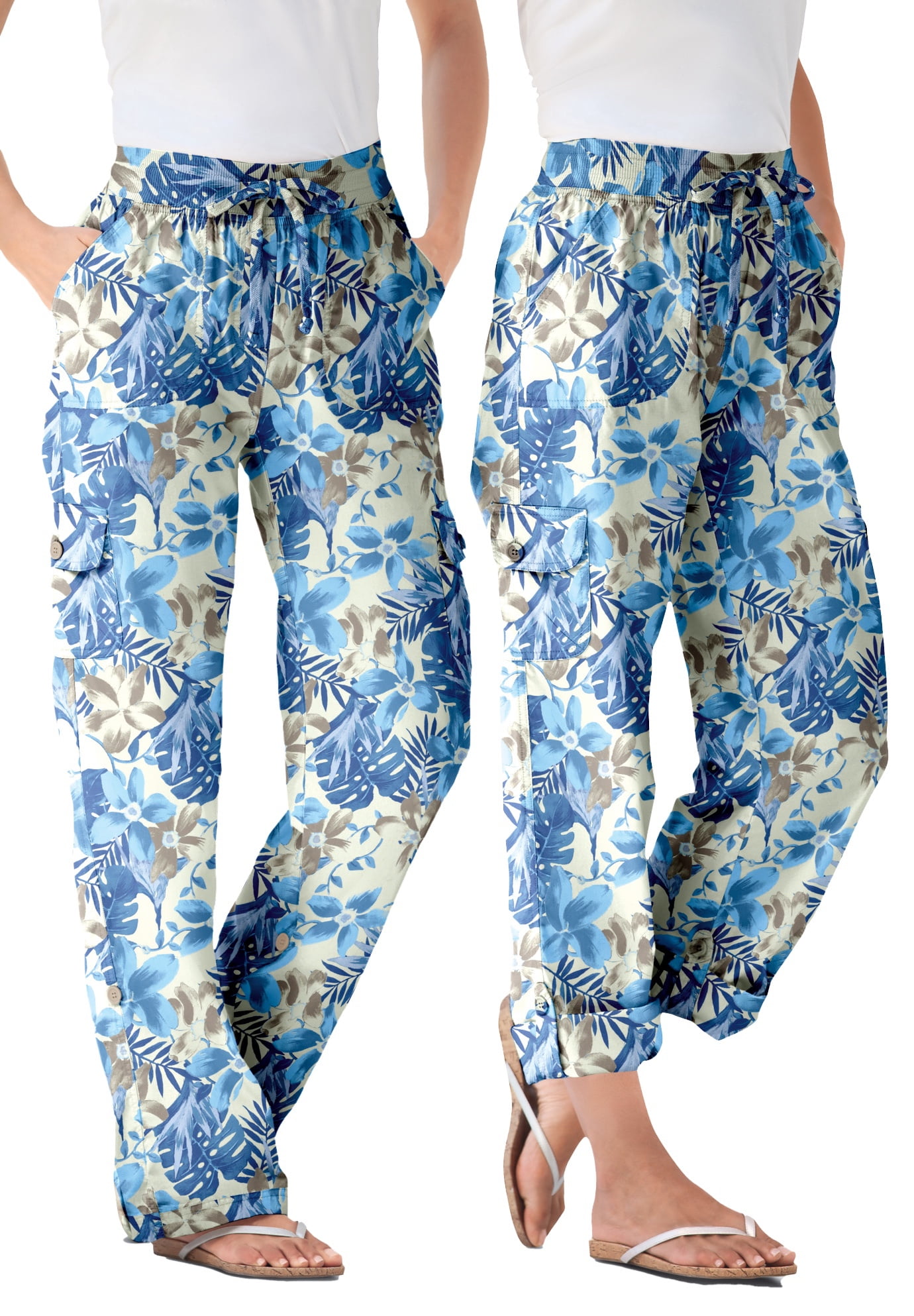 Woman Within Plus Size Convertible 2-in-1 Cargo Pant & Capri Elastic ...