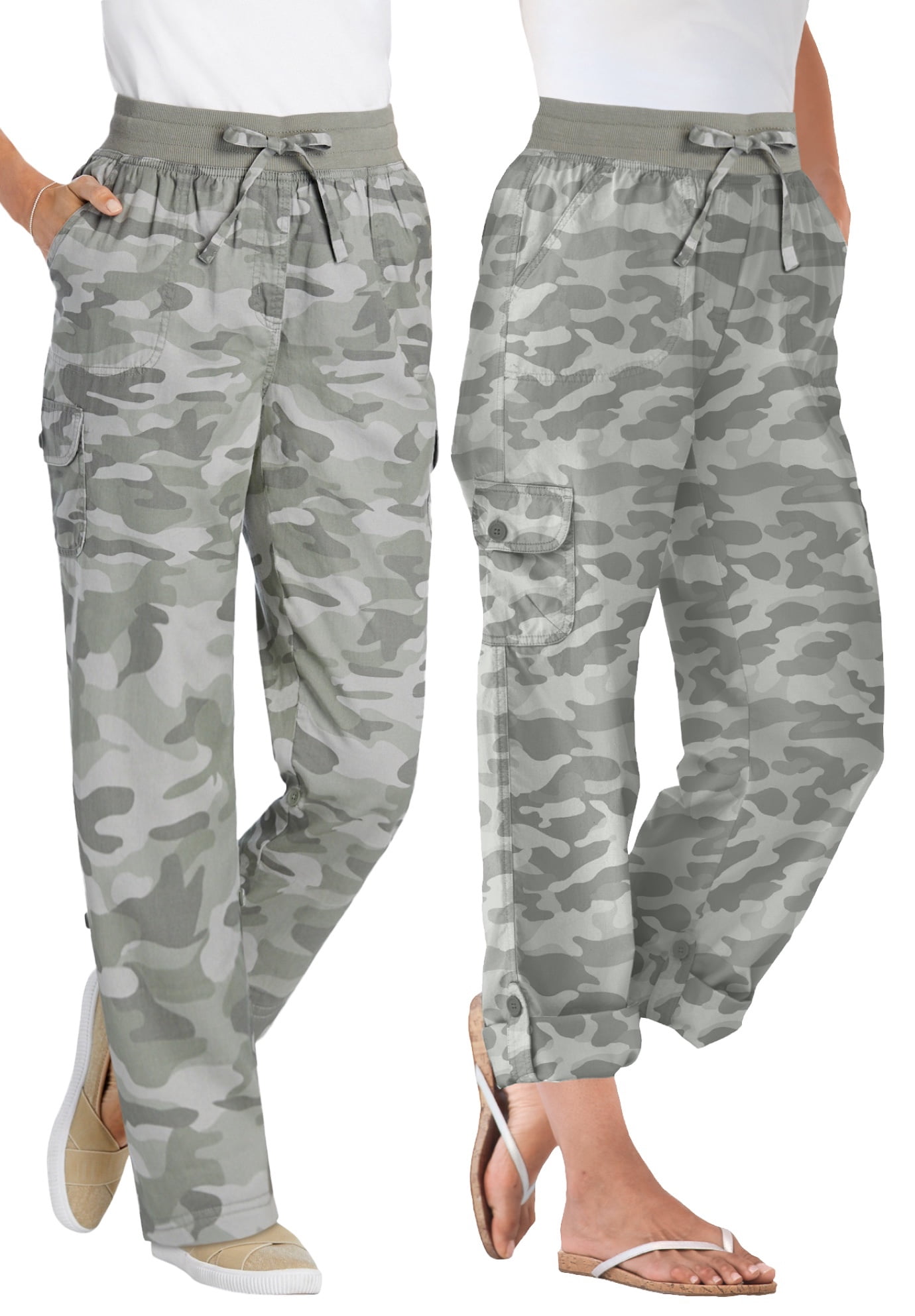 Woman Within Plus Size Convertible 2-in-1 Cargo Pant & Capri Elastic ...