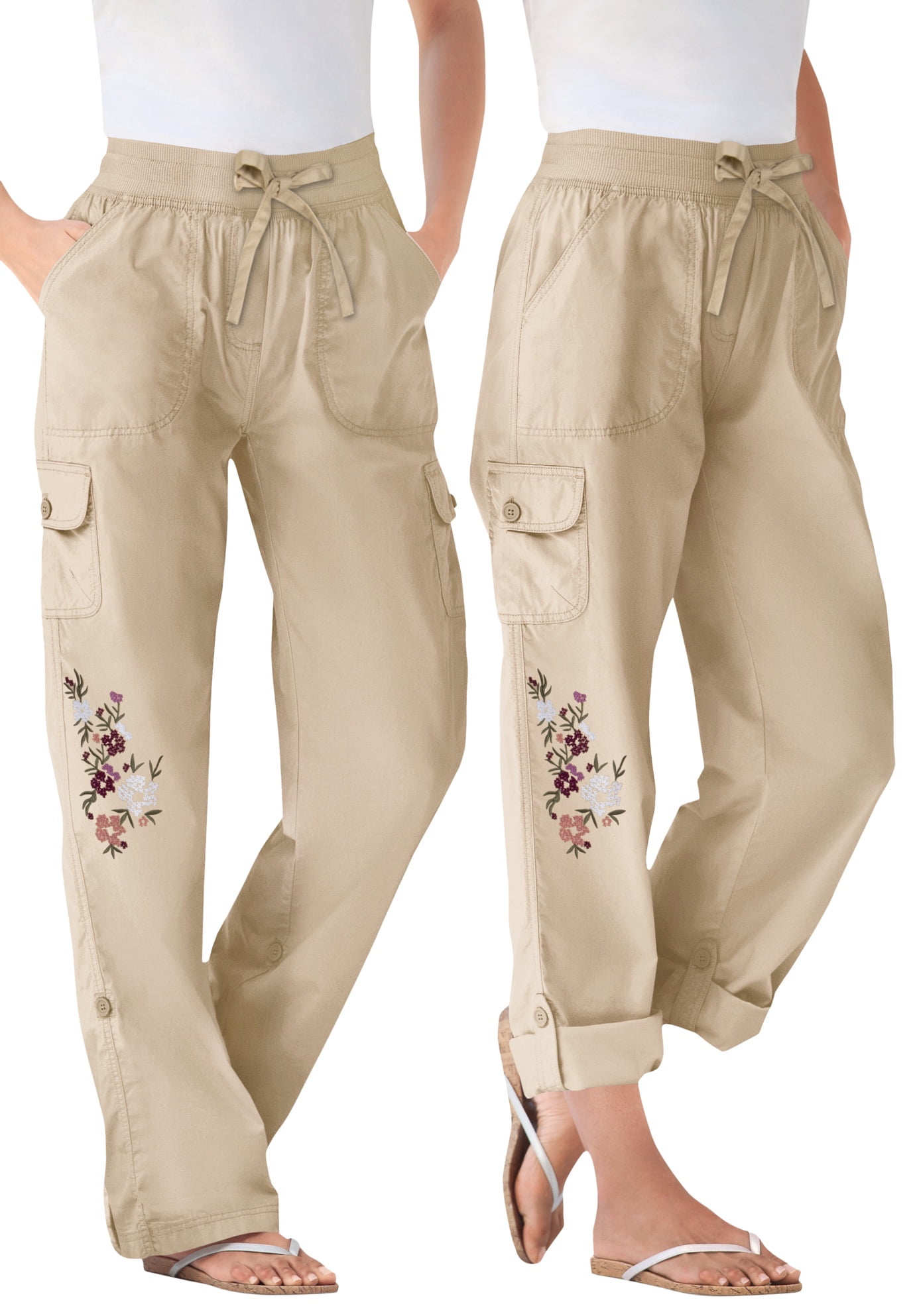 Woman Within Plus Size Convertible 2-in-1 Cargo Pant & Capri Elastic ...