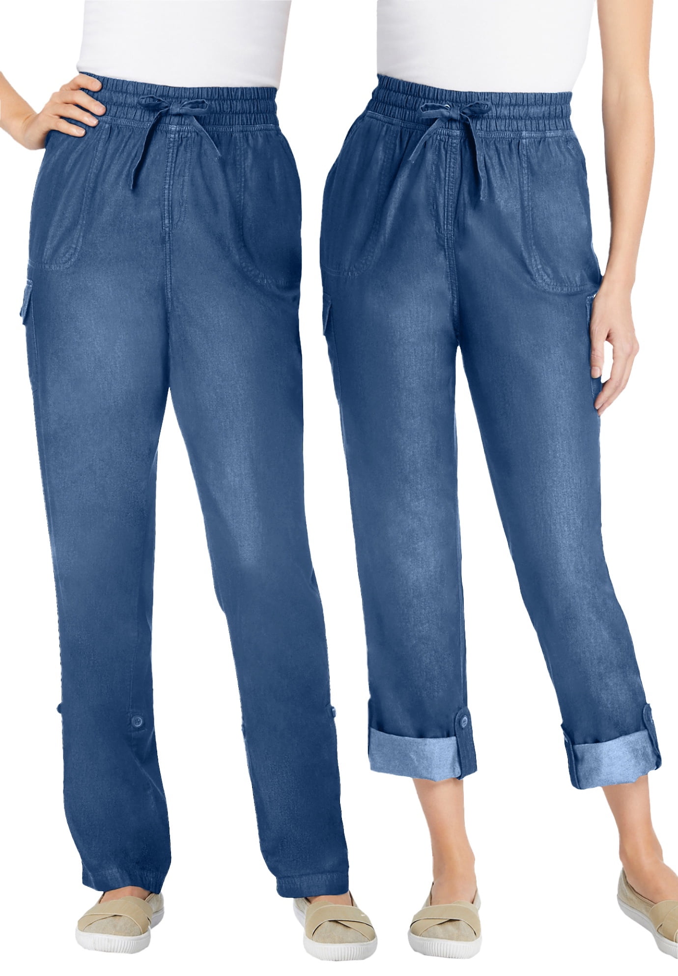 Woman Within Plus Size Convertible 2-in-1 Cargo Pant & Capri Elastic ...