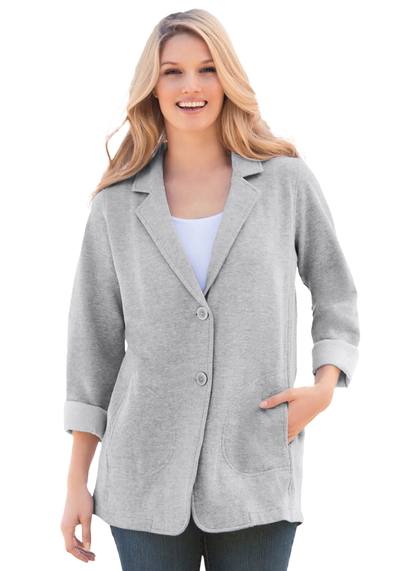 Woman Within Plus Size Knit Blazer Oversized Work & Casual - Walmart.com