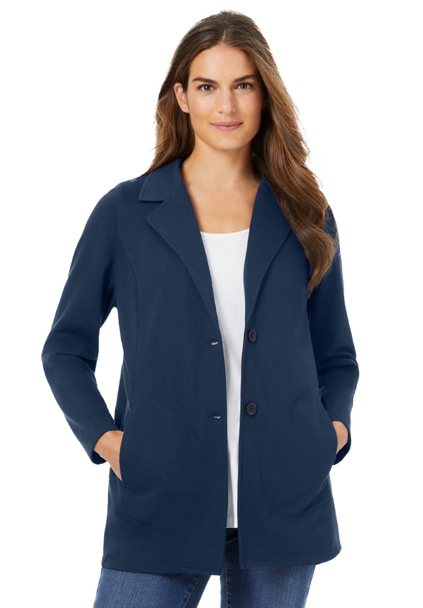 Woman Within Plus Size Knit Blazer Oversized Work & Casual - Walmart.com