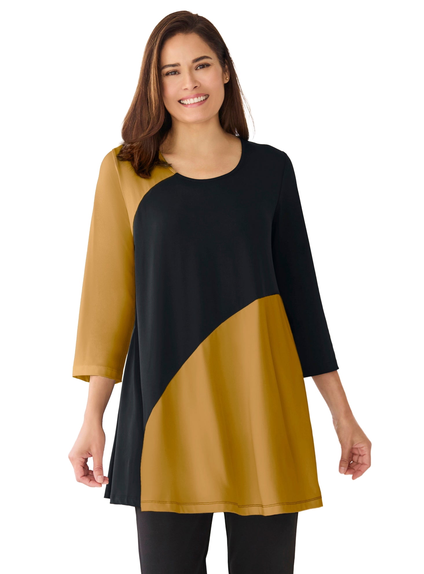 Woman Within Plus Size Knit Colorblock Tunic - Walmart.com