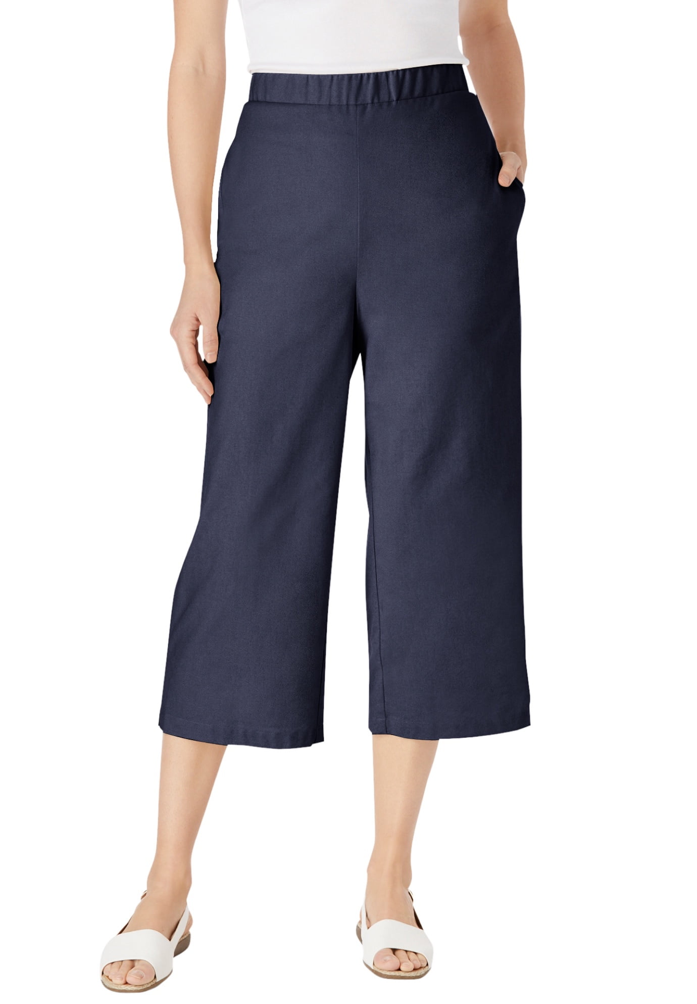 Woman Within Plus Size Linen Capri (Petite Available) - Walmart.com