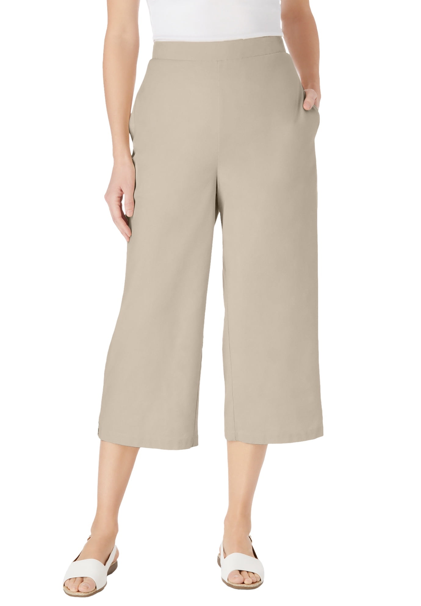 Woman Within Plus Size Linen Capri (Petite Available) - Walmart.com