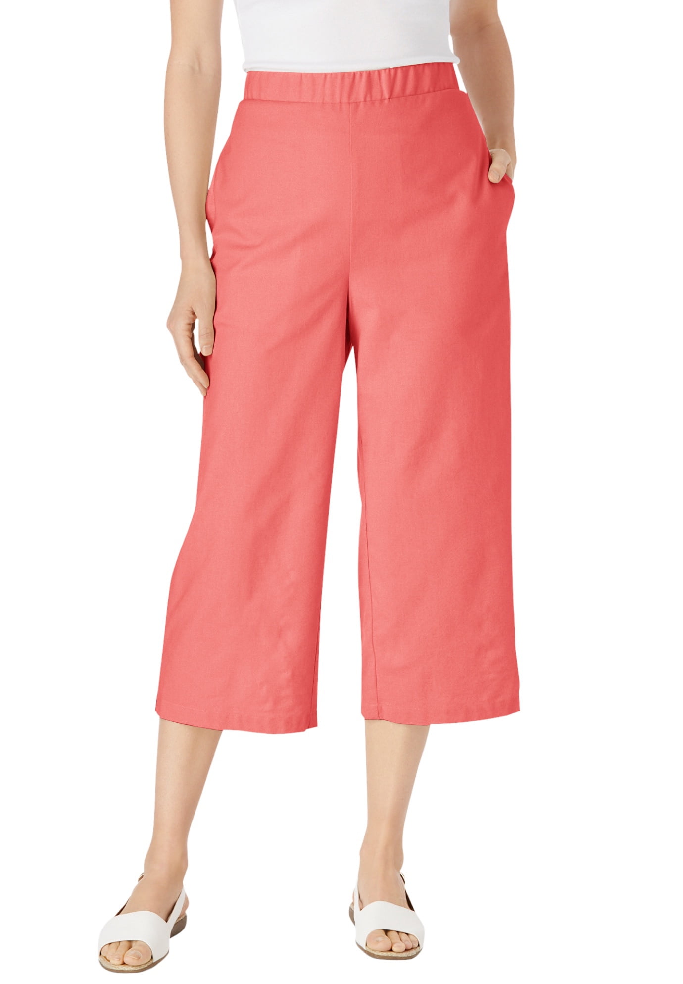 Woman Within Plus Size Linen Capri (Petite Available) - Walmart.com