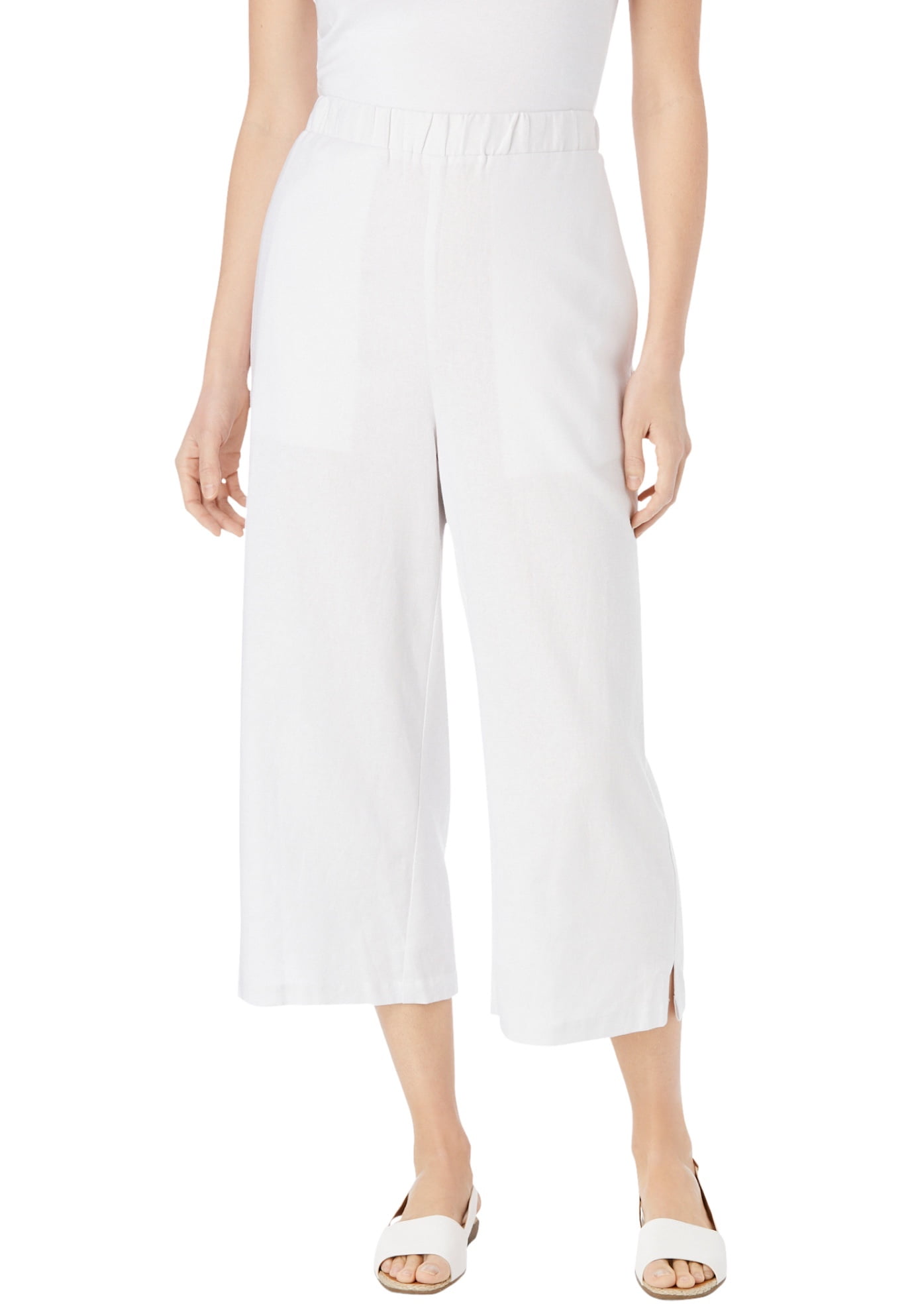 Woman Within Plus Size Linen Capri (Petite Available) - Walmart.com