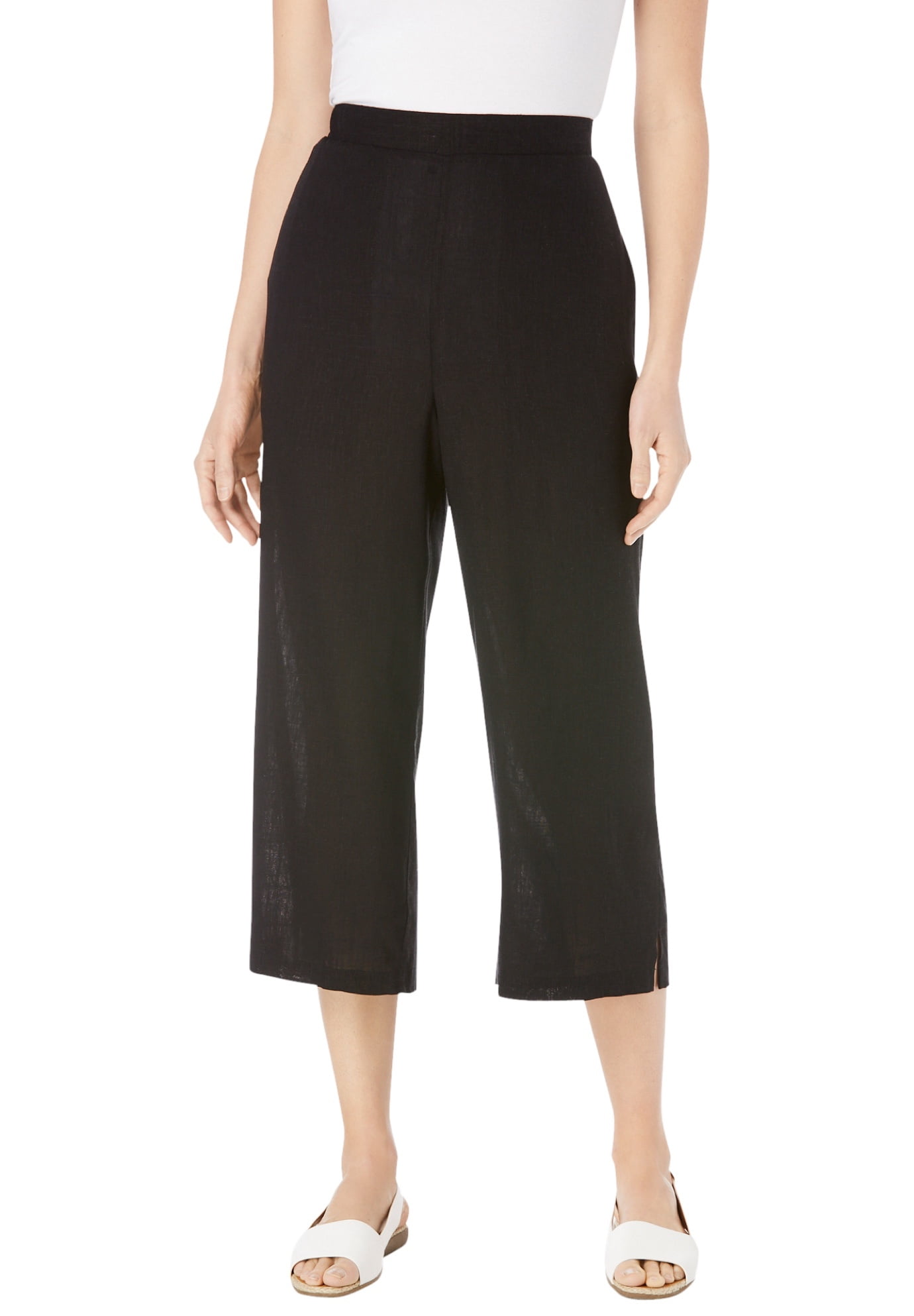 Woman Within Plus Size Linen Capri (Petite Available) - Walmart.com